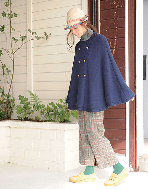 Ravelry: Double-breasted Poncho pattern by Pierrot (Gosyo Co., Ltd)