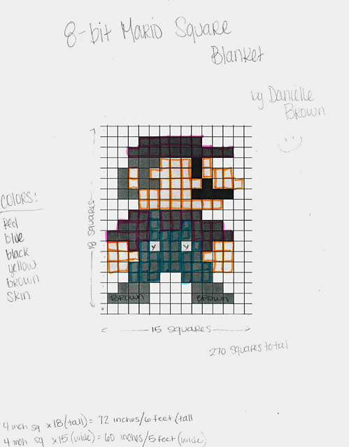Ravelry: daniyell619's 8 Bit Mario Square Blanket