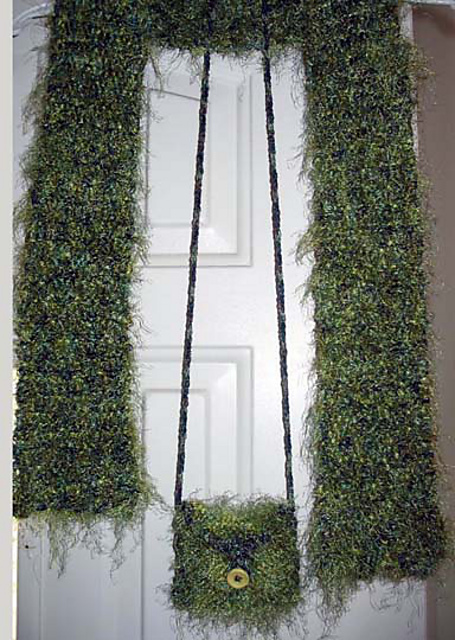 Ravelry: Furry Scarf & Little Bag Set pattern by Kathy North