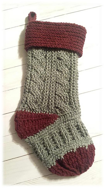 Ravelry: Cable & Ridges Christmas Stocking pattern by Debbie Kosinski
