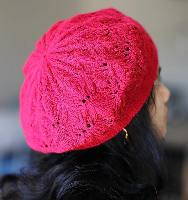 Ravelry: Twin Leaf Lace Beret pattern by Deepika