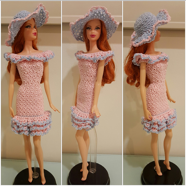Ravelry: Barbie Flounce Off-Shoulder Ruffled Dress pattern by Dez Alyxander