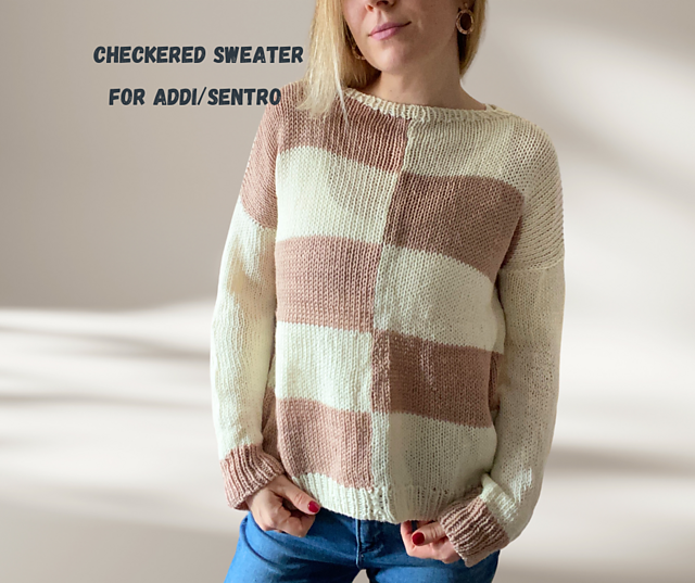 Ravelry: Checkered sweater on Addi/Sentro pattern by Dilyana Marinova