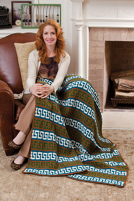 Ravelry: Striped Greek Key Throw pattern by Melissa Leapman