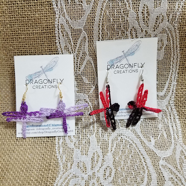 Ravelry: Dragonfly Kiss Earrings pattern by Teal Dragonfly Creations