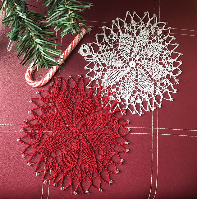 Ravelry: Poinsettias & Snow pattern by Donna Druchunas