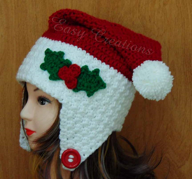 Ravelry: Christmas Holly Santa Hat pattern by Marcia D. Peterson