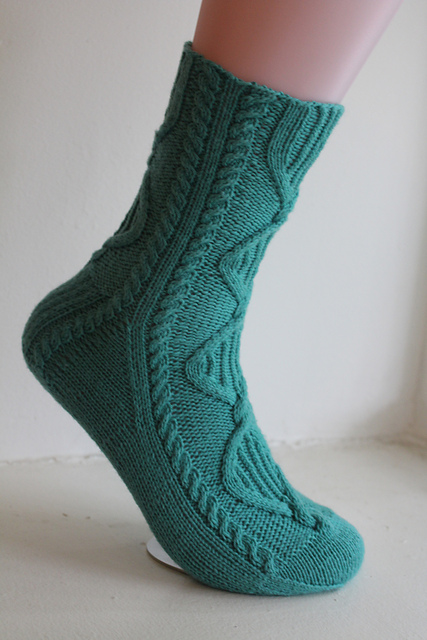 Ravelry: Cabled Helix Socks pattern by Karen Buhr