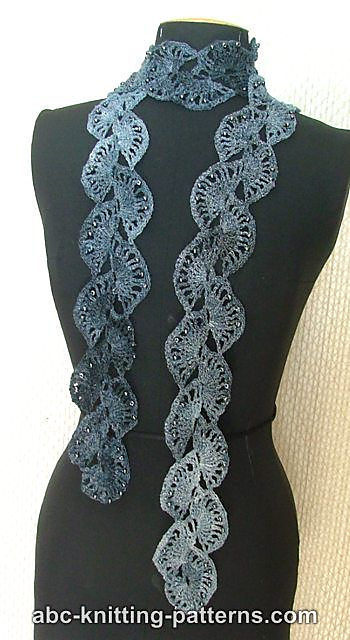 Ravelry: Elegant Ribbon Lace Scarf with Beads pattern by Elaine Phillips