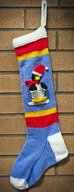 Ravelry: Christmas Stocking with Penguin or Robin design pattern by ...