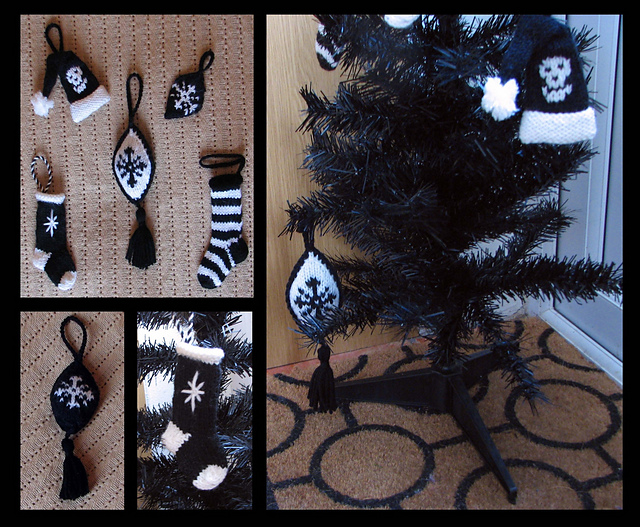 Ravelry: Gothic Yule:Striped Mini Stocking Decoration pattern by Erssie