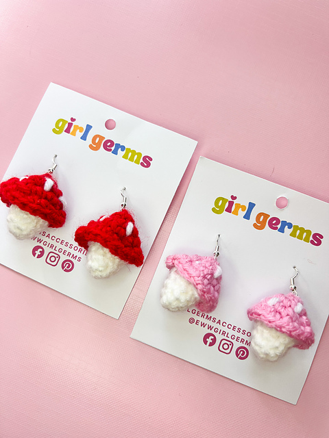 Ravelry: Crochet Mushroom Earrings pattern by Hailey at Girl Germs ...