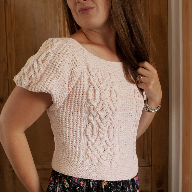 Ravelry: Celtic Cable Fitted Cropped/Long Top pattern by Mrs E James