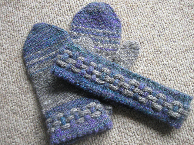 Ravelry: basketweave mittens and headband pattern by Aleta Van Kampen