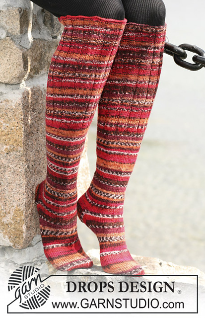 Ravelry: 104-9 Long socks with Rib and stocking sts pattern by DROPS design