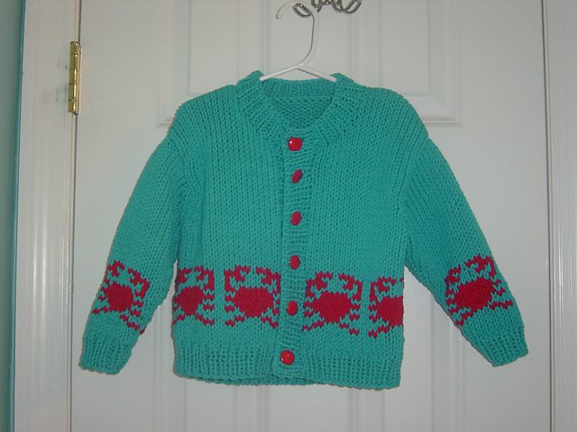 Ravelry: Unisex Cardigan with Crabs pattern by Carolynne Kollar