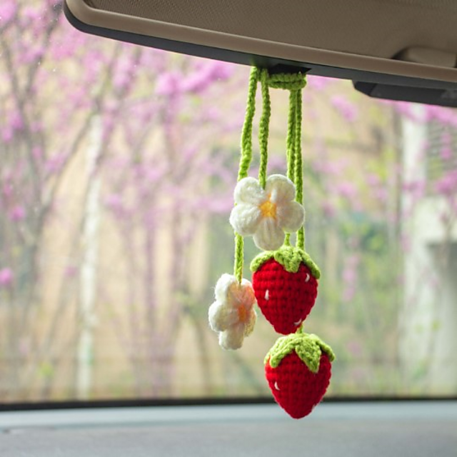 Ravelry: Crochet Strawberry Car Hanging pattern by Grace Gao