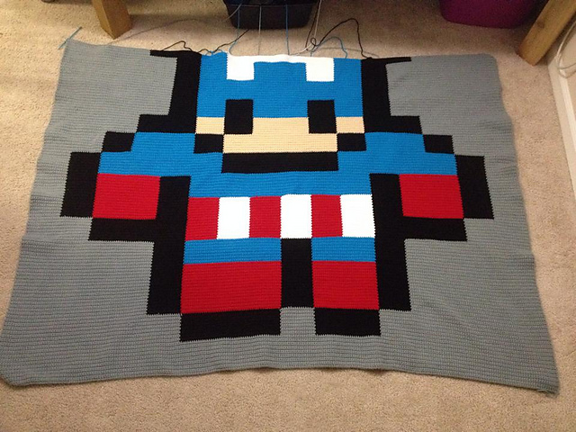 Ravelry: cgsf's 8-bit Avengers: Captain America Blanket