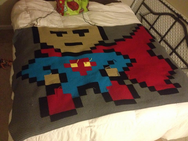 Ravelry: cgsf's 8-bit Justice League: Superman Blanket