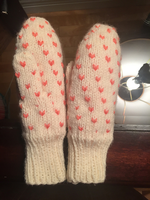Ravelry: Valentine's Day Thrum Mittens pattern by Sarah Boudreau