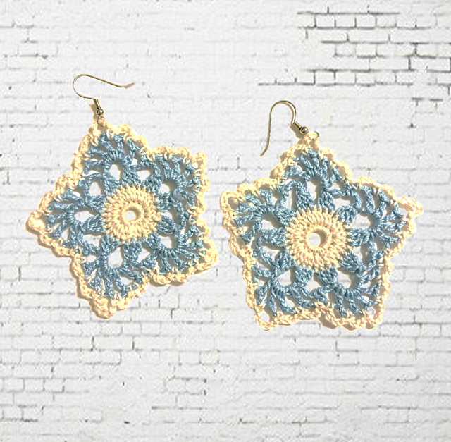 Ravelry: 5 Point Flower Earring pattern by Heather Cuevas