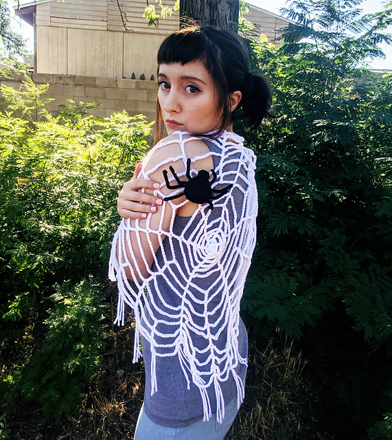 Ravelry: wearable spider web with fringe pattern by Hello Happy