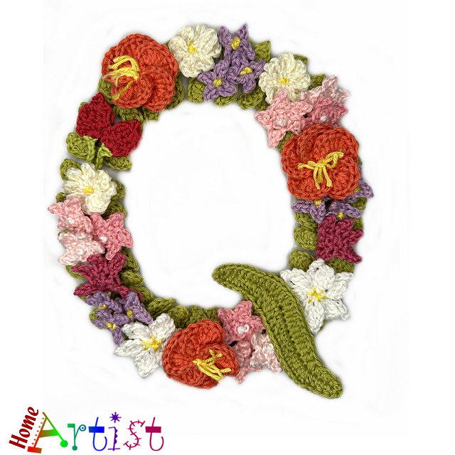Ravelry: Flower Letter Q crochet applique pattern by Homeartist crochet