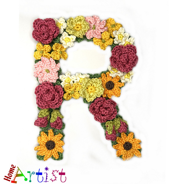 Ravelry: Flower Letter R crochet applique pattern by Homeartist crochet
