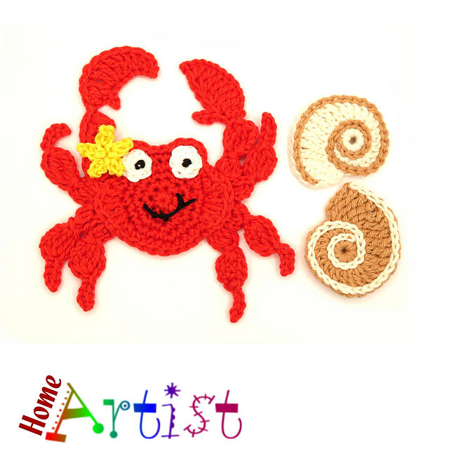Ravelry: Crab + Shell Applique pattern by Homeartist crochet