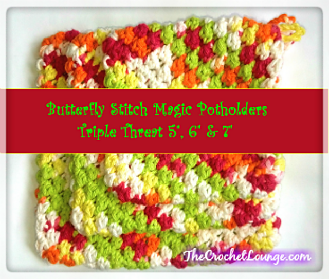 Ravelry: Butterfly Stitch Magic Potholder pattern by "e" Lee
