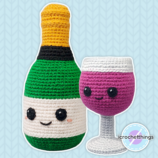 Ravelry: Wine Bottle + Glass Amigurumi pattern by i crochet things