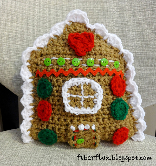 Ravelry: Gingerbread House Throw Pillow pattern by Fiber Flux ...