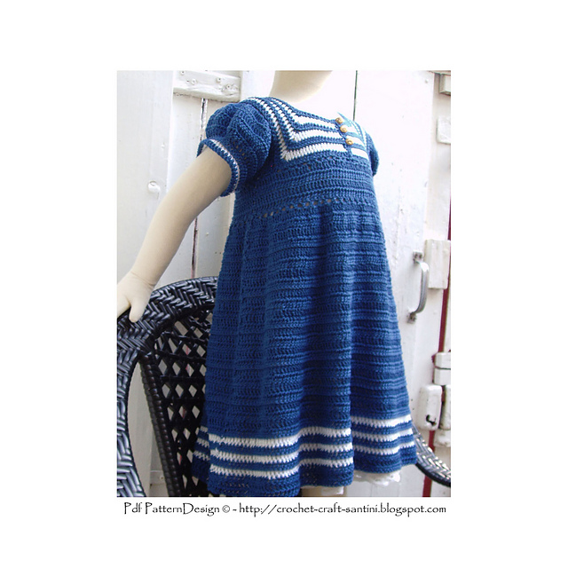 Ravelry: SAILOR DRESS FOR LITTLE MARINE GIRL pattern by Sophie and Me ...