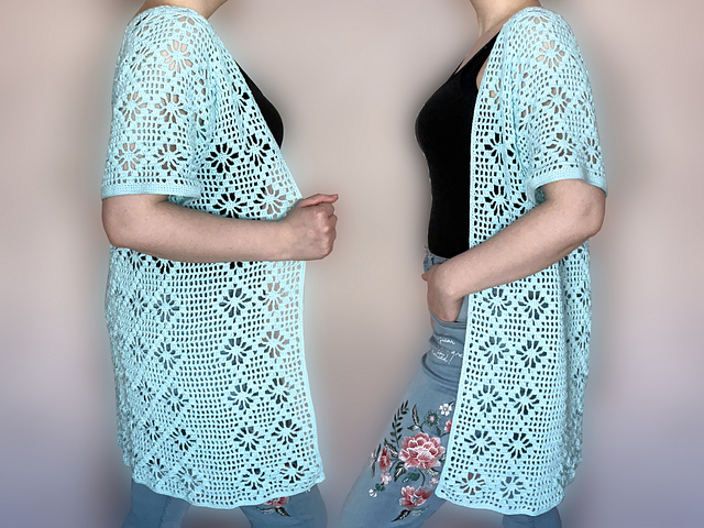 Ravelry: Floral Diamond Kimono pattern by Island Magic (Indra)