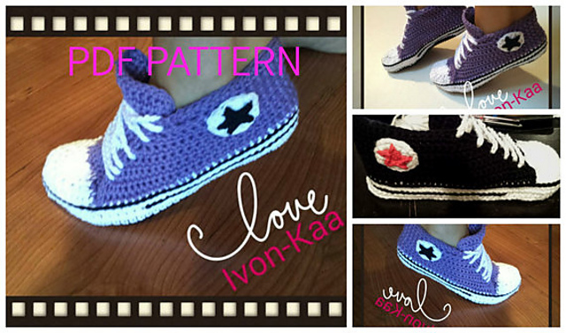 Ravelry: Woman Converse shoes pattern by Elena Stoyanova