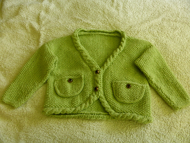Ravelry: Seed Stitch Cardigan with Cable Edging pattern by Fiona McTague