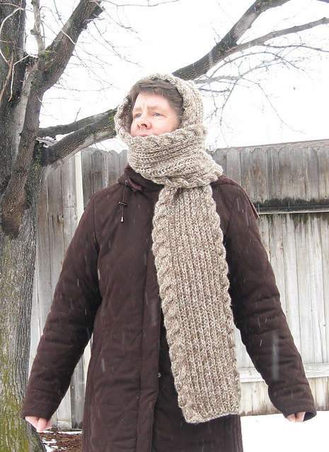 Ravelry: Hooded Fisherman Rib Scarf pattern by Judy Lamb