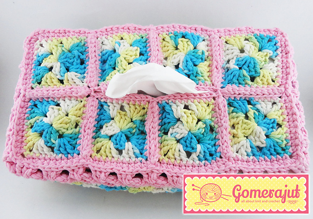 Ravelry: Colorfull Granny Square Tissue Box Cover pattern by Gomerajut