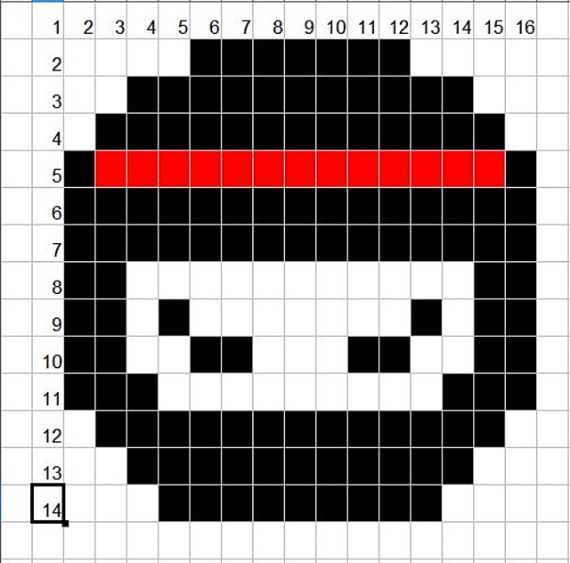Ravelry: Ninja Face Colorwork Chart pattern by Kate Davey