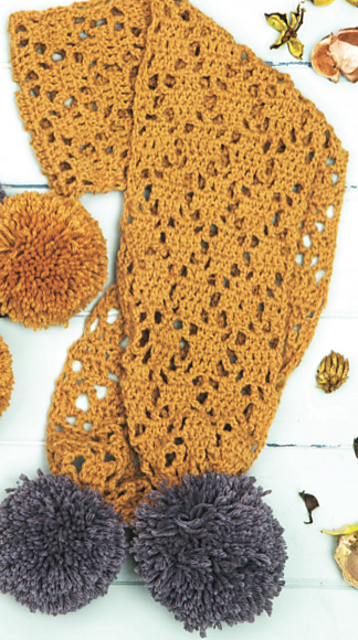 Ravelry: Jaunty Pompom Scarves pattern by Kat Goldin