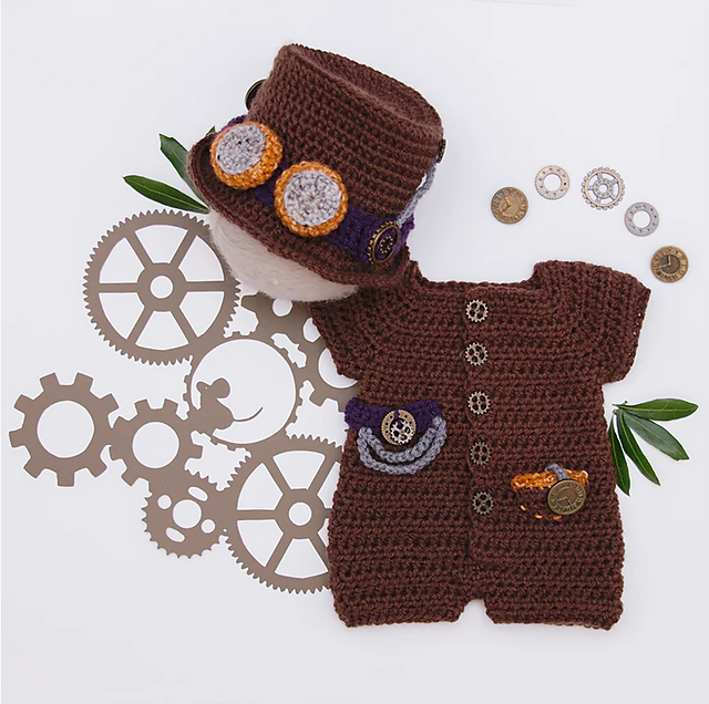 Ravelry: Steampunk Newborn Outfit pattern by Briana K Designs