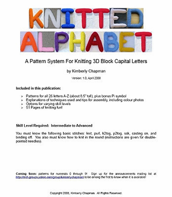 Ravelry: Knitted Alphabet 3D Block Letters pattern by Kimberly Chapman