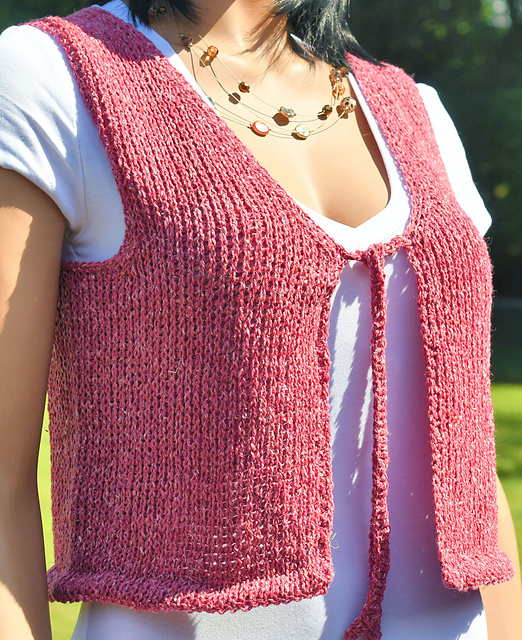 Ravelry: Easy Tie Front Vest pattern by Kim Guzman