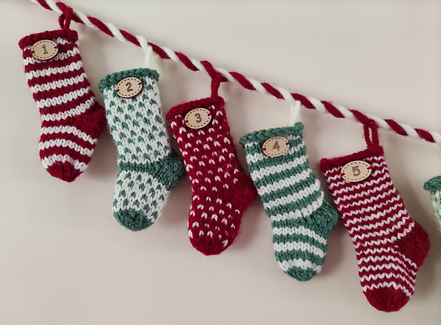 Ravelry: Christmas Stocking Advent Calendar Garland pattern by Kate ...