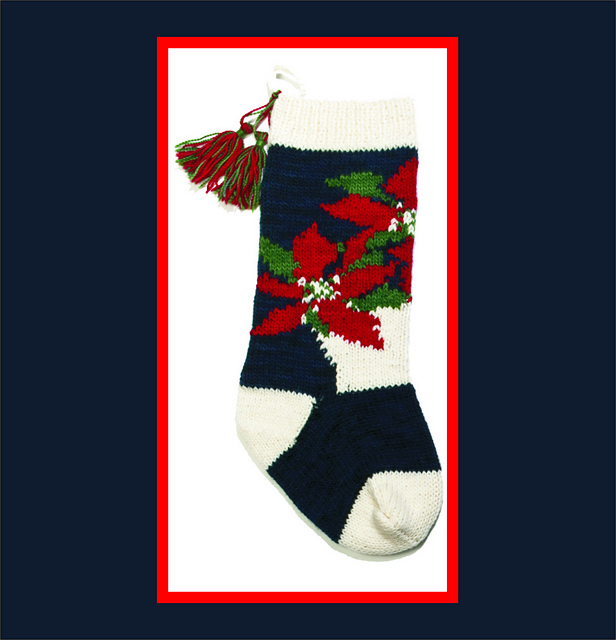 Ravelry: The Poinsettia Chirstmas Stocking pattern by Robin Denney