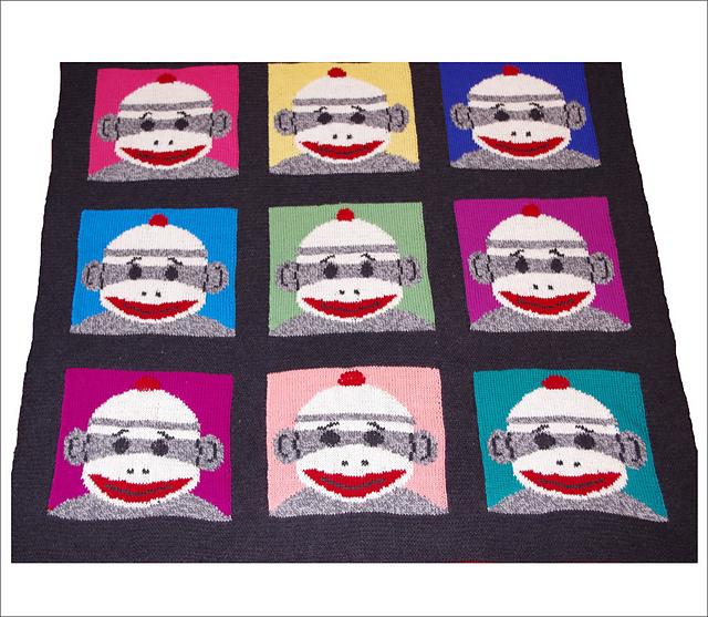 Ravelry: Warhol Sock Monkey Throw pattern by Robin Denney