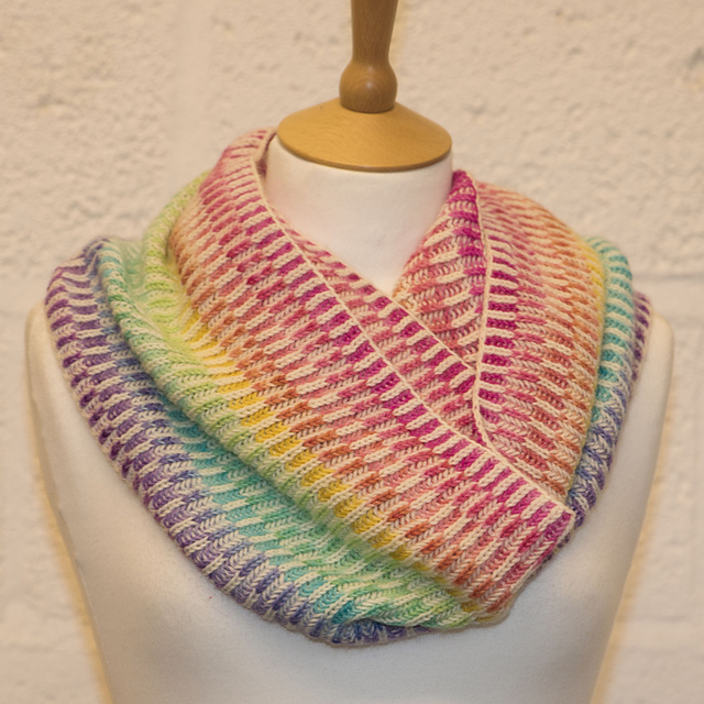 Ravelry: Fractured Rainbow Brioche Cowl pattern by Joy McMillan