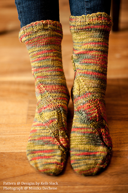 Ravelry: Drifting Leaves Socks pattern by Kelli Slack