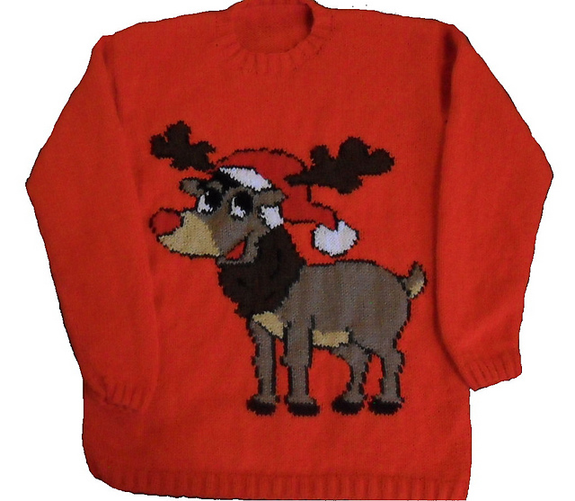 Ravelry: Rudolph Reindeer In Christmas Hat Jumper pattern by Blonde Moments