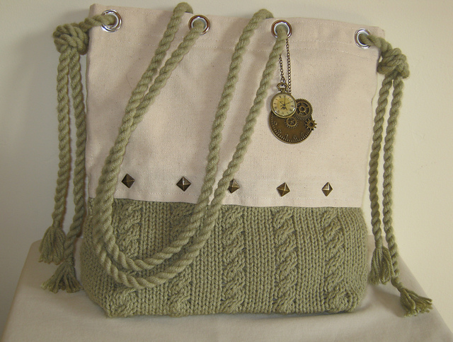 Ravelry: Cables & Rope Bag pattern by Kathy Perry